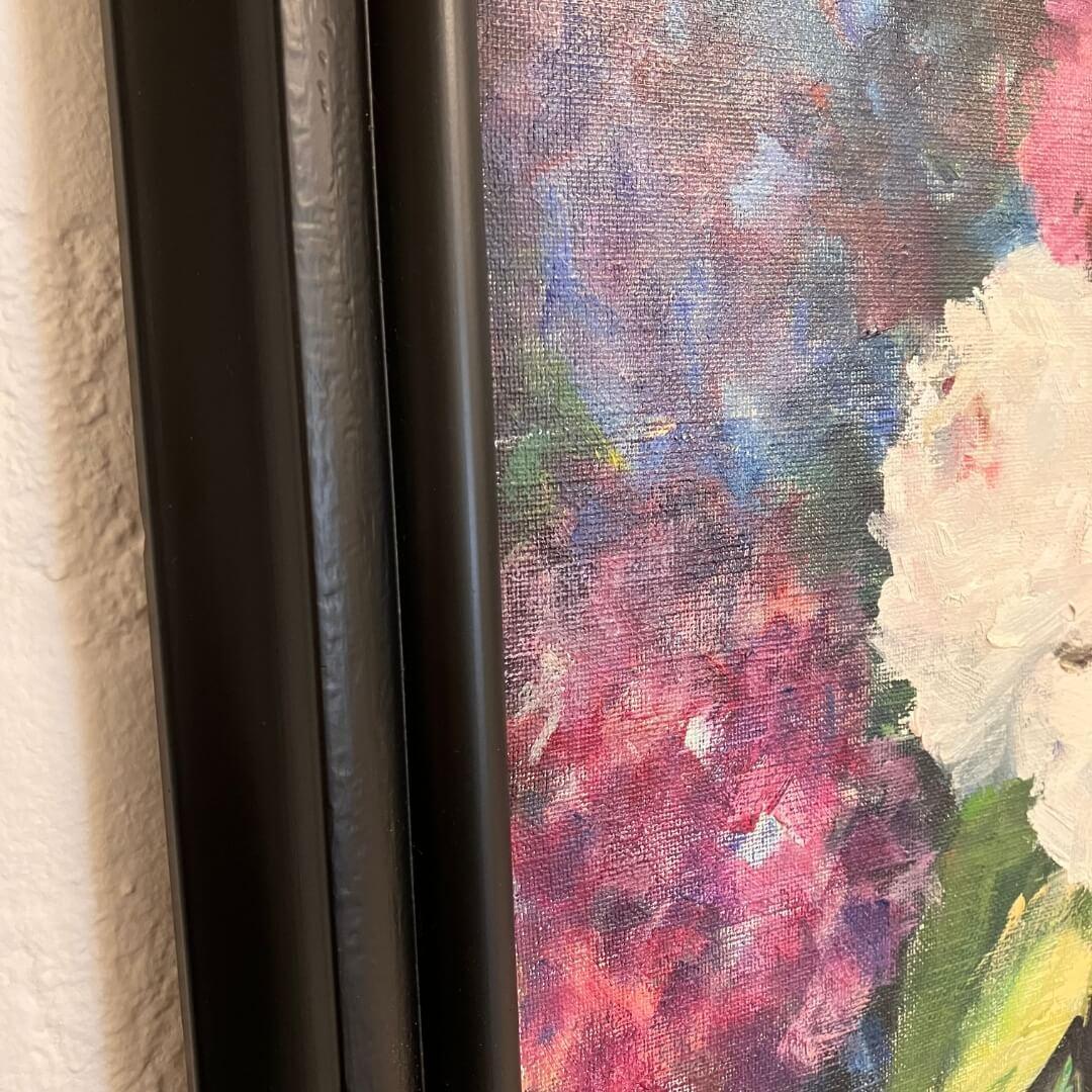 Romantisch schilderij met grote bloemen - Warenhuis Strant